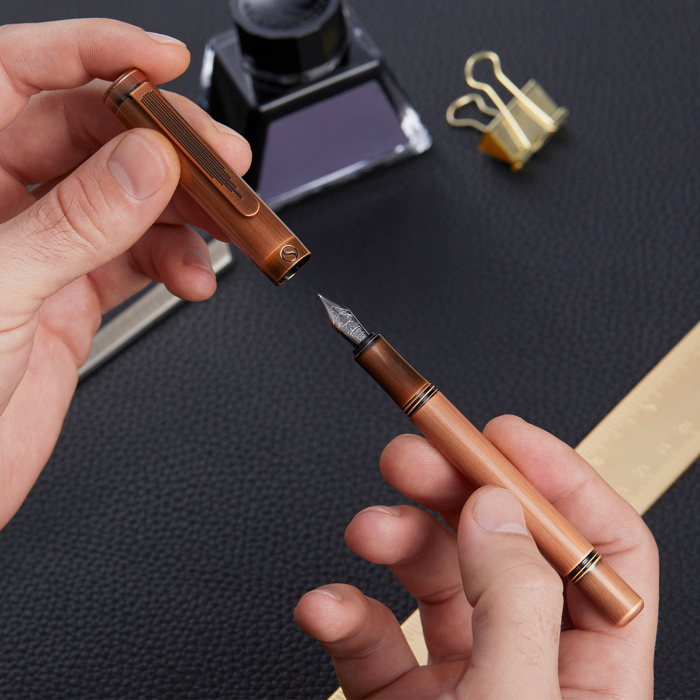 EDC Copper Fountain Pen - Fine Nib